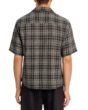 CORRIDOR Plaid Seersucker Short Sleeve Shirt - Black