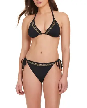 Red Carter Crocheted Trim Bikini Top - Black