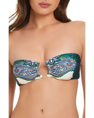 Red Carter U Ring Bandeau Bikini Top - Papyrus Multi