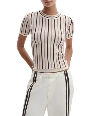 Rag & Bone Victoria Short Sleeve Crewneck Sweater - Pink Multi
