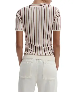 Rag & Bone Victoria Short Sleeve Crewneck Sweater - Pink Multi
