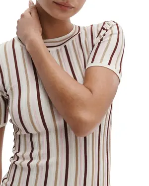 Rag & Bone Victoria Short Sleeve Crewneck Sweater - Pink Multi