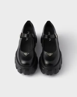 Prada Brushed Leather Monolith Mary Janes