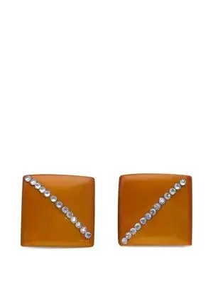 Vintage 1980s Embellished Clip-on Earrings - Orange