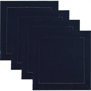 Solino Home Linen Square Placemats Set Of 4 - Navy