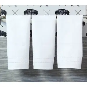 Solino Home Linen Hand Towels Set Of 3, 14 X 24 Inch For Dining Table - White