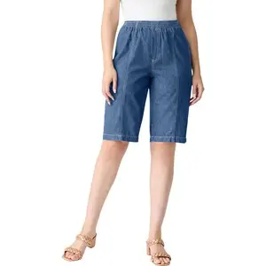 Roaman's Easy Wear Bermuda Shorts - Medium Wash