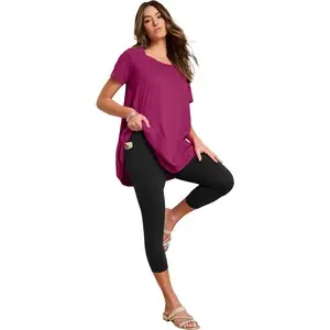 Roaman's Roaman's Essential Capri Legging With Side Pockets Black