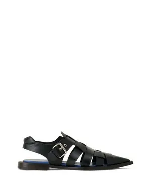 LANVIN Pointed-toe Leather Sandals - Black