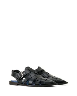 LANVIN Pointed-toe Leather Sandals - Black