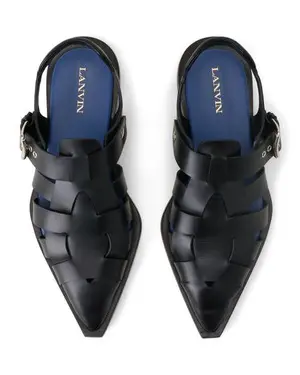 LANVIN Pointed-toe Leather Sandals - Black