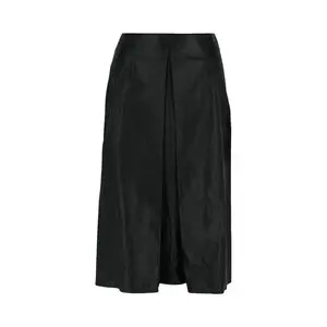 FERRAGAMO Pleated-front Leather Midi Skirt