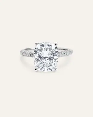 Quince Lab Grown Diamond Elongated Cushion Pave Cathedral Engagement Ring 5ctw - Platinum