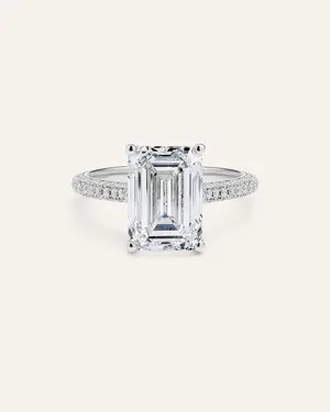 Quince Lab-grown Emerald Cut Diamond Pave Cathedral Engagement Ring, 5ctw - Platinum