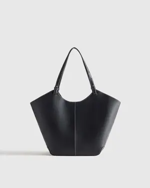 Quince Italian Leather Trapeze Tote - Black