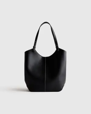 Quince Italian Leather Trapeze Tote - Black