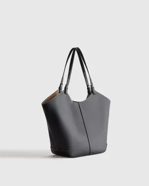 Quince Italian Leather Trapeze Tote - Black