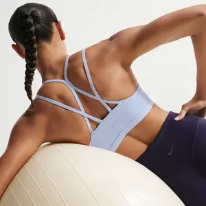 Nike Zenvy Strappy Light-support Padded Sports Bra - Blue