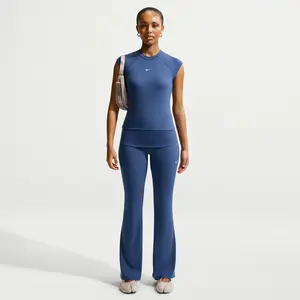 Nike Sportswear Chill Knit Mid-rise Tight Ribbed Pants - Blue