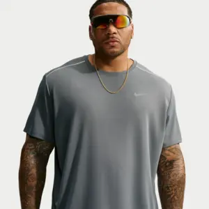 Nike Miler Dri-fit Short-sleeve Running Top - Grey