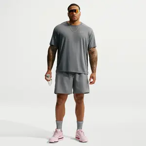 Nike Miler Dri-fit Short-sleeve Running Top - Grey
