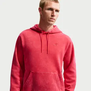 Nike Sportswear Club Washed Fleece Hoodie - Red