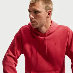 Nike Sportswear Club Washed Fleece Hoodie - Red