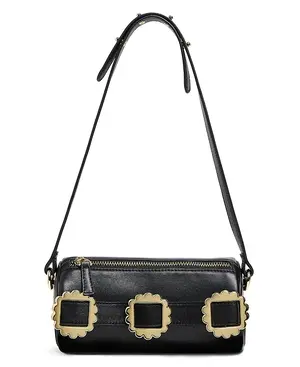 Cynthia Rowley Multi-buckle Leather Shoulder Bag - Black