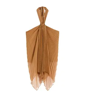Max Mara Chiffon Pleated Halterneck Top - Beige