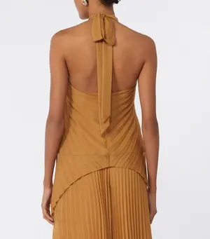 Max Mara Chiffon Pleated Halterneck Top