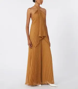 Max Mara Chiffon Pleated Halterneck Top
