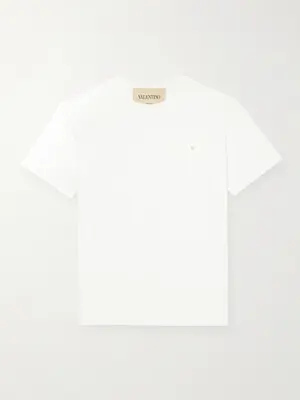 Valentino Garavani Vgold Cotton-jersey T-shirt - White