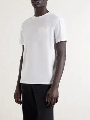 Valentino Garavani Vgold Cotton-jersey T-shirt - White