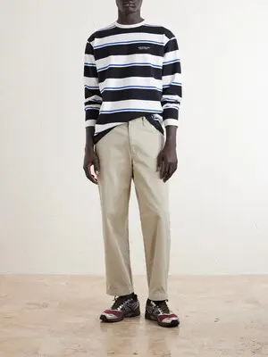 NEIGHBORHOOD Logo-embroidered Striped Cotton-jersey Top
