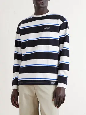 NEIGHBORHOOD Logo-embroidered Striped Cotton-jersey Top