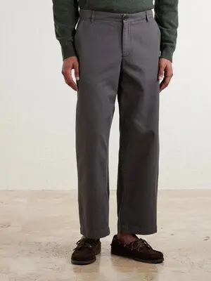 Mr P. Barrel-leg Cotton-twill Trousers - Gray