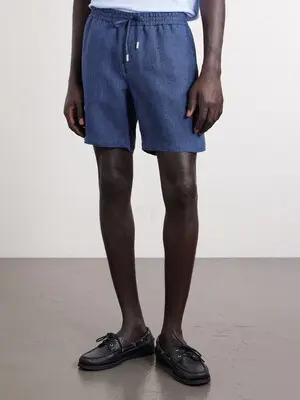 Mr P. Straight-leg Herringbone Linen Shorts