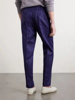 Fedeli Bonifacio Straight-leg Linen Trousers - Blue