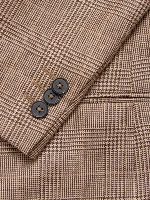 Husbands Double-breasted Prince Of Wales Checked Worsted Wool And Linen-blend Blazer