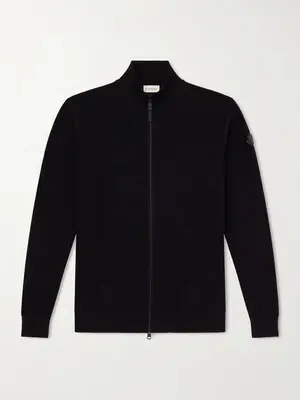 Moncler Logo-appliquéd Cotton Zip-up Cardigan - Black