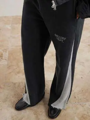 GALLERY DEPT. Flared Logo-print Cotton-jersey Sweatpants - Black