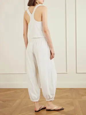 Suzie Kondi Paxos Cotton-blend Terry Track Pants - Neutrals