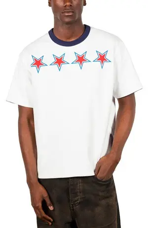 PLEASURES X Zero Skateboards Stars Graphic Print Reversible T-shirt