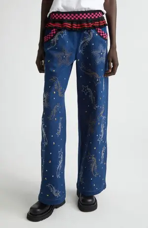 CHOPOVA LOWENA Peebles Studded Wide-leg Jeans