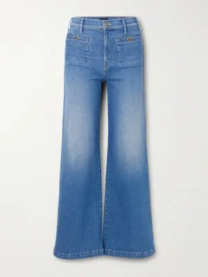 MOTHER Stashed Hustler Roller Sneak High-rise Bootcut Jeans - Blue