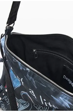 Desigual Logo Print Canvas Shoulder Bag