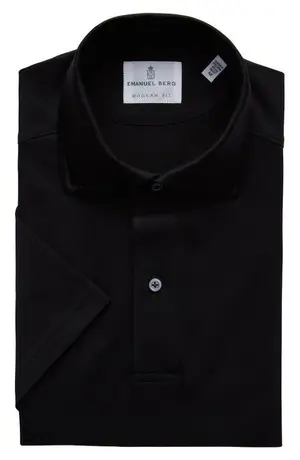 EMANUEL BERG Textured Luxe Polo - Black