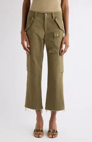 Isabel Marant Étoile Josine Cotton Twill Crop Cargo Pants - Khaki