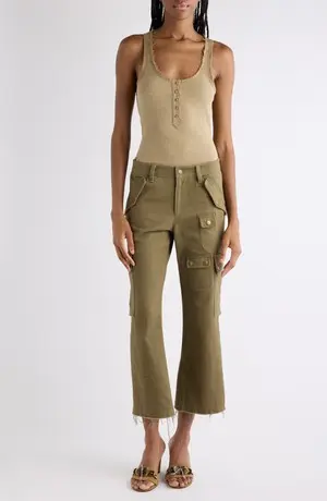 Isabel Marant Étoile Josine Cotton Twill Crop Cargo Pants - Khaki