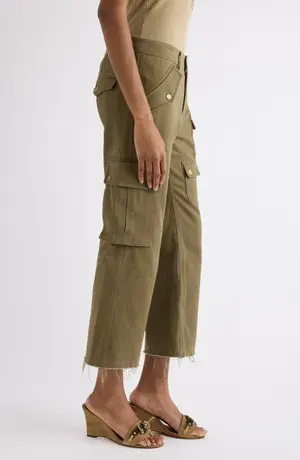 Isabel Marant Étoile Josine Cotton Twill Crop Cargo Pants - Khaki